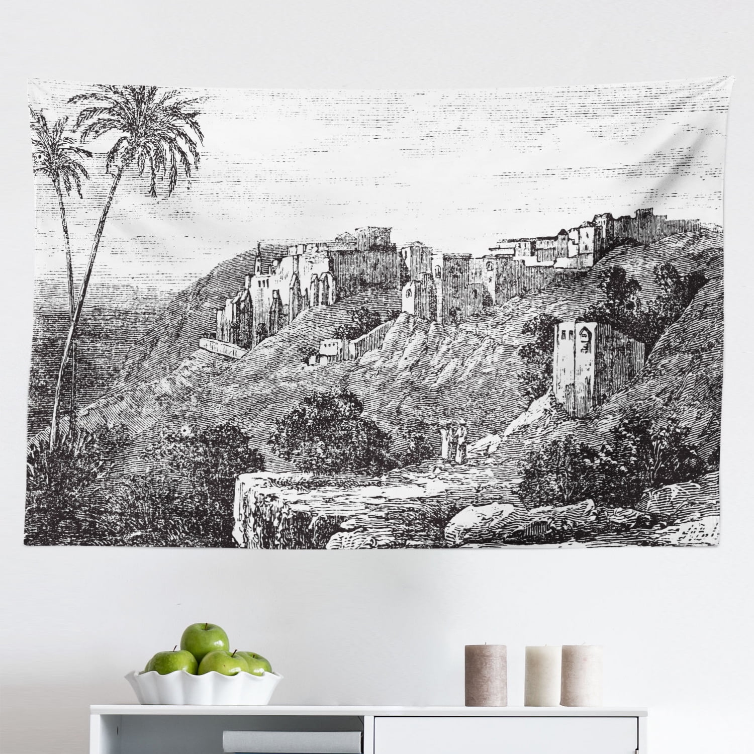 City Tapestry, Gothic Architecture Sketch of Prague Czech Republic ...