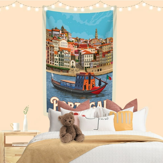 City Tourism Poster Printed Tapestry Large Fabric Covering Carpets Wall ...