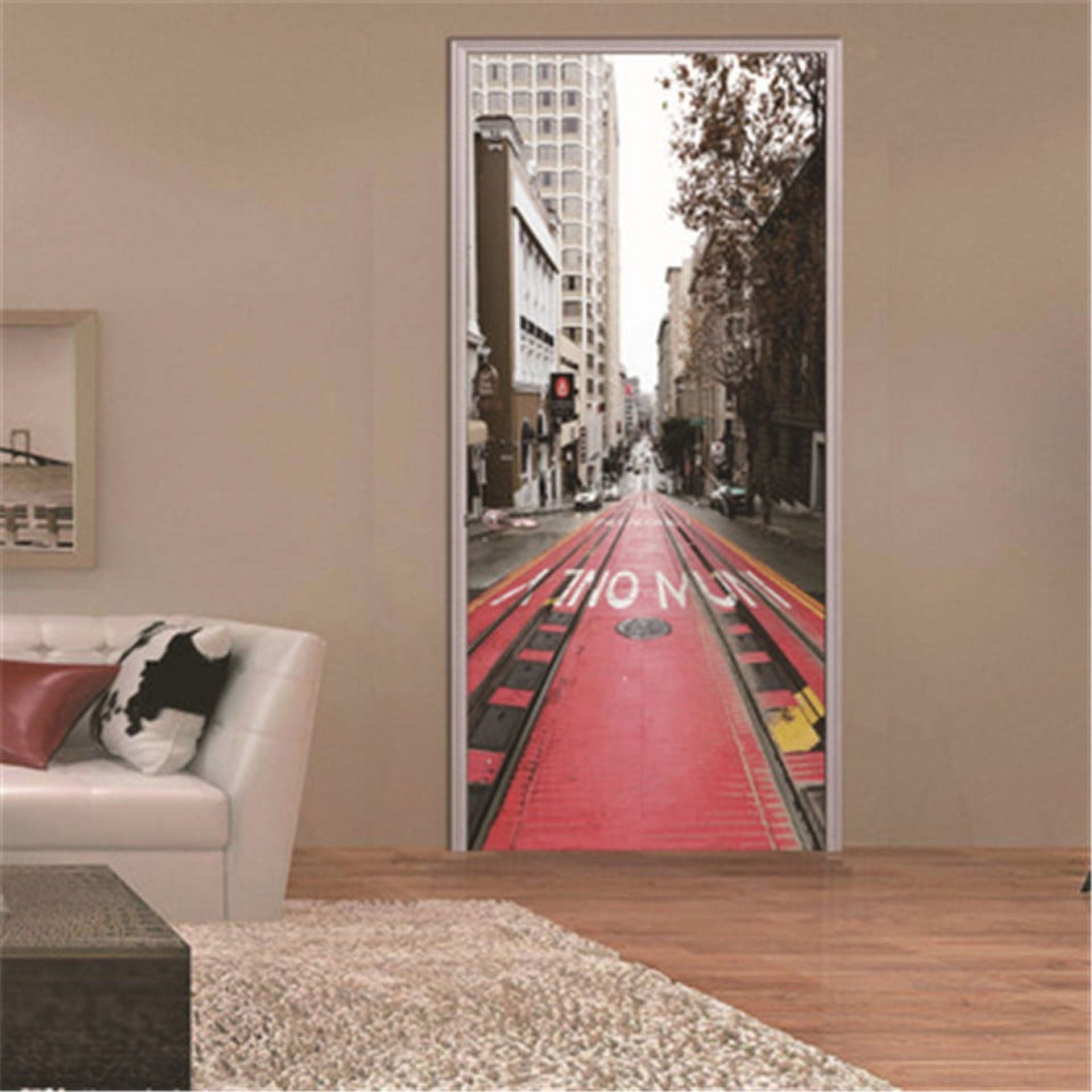 City Track Stickers on the Doors Home Design Peel and Stick Wallpaper Waterproof Wall Mural ...