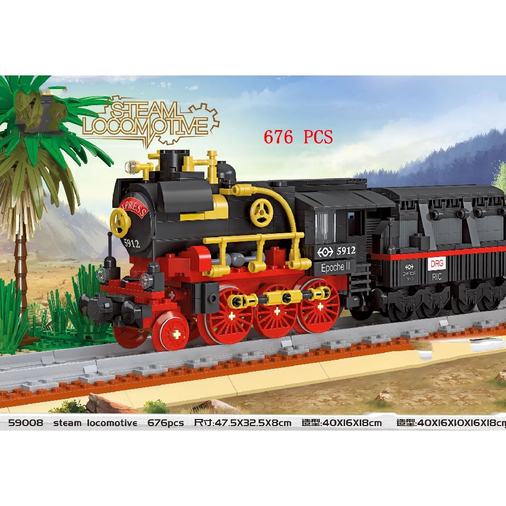 City Train Set Steam Bullet Vehicle Cargo Railway Station Model ...