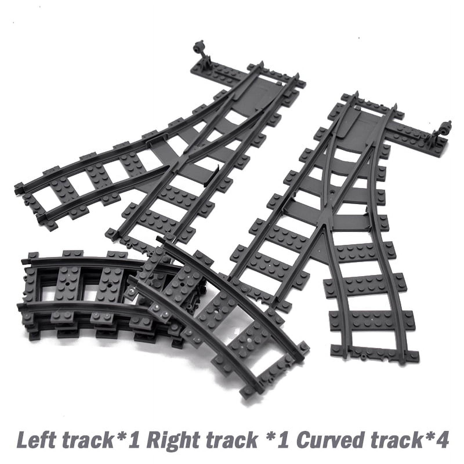 City Trains Flexible Tracks Forked Straight Curved Soft Rails Track Switch Building Block Bricks ...
