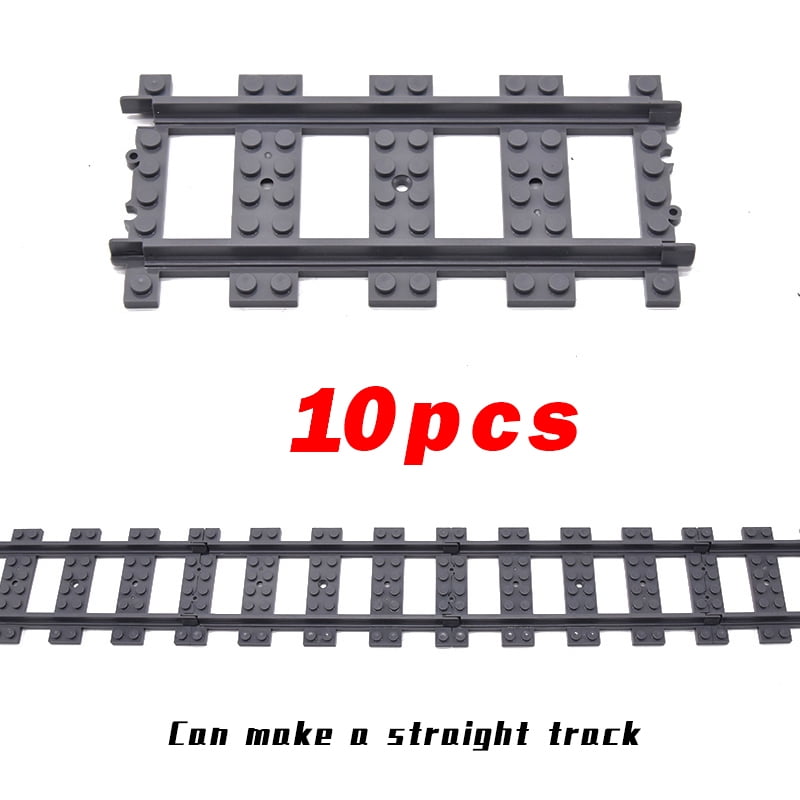 City Trains Flexible Tracks Forked Straight Curved Soft Rails Track Switch Building Block Bricks ...
