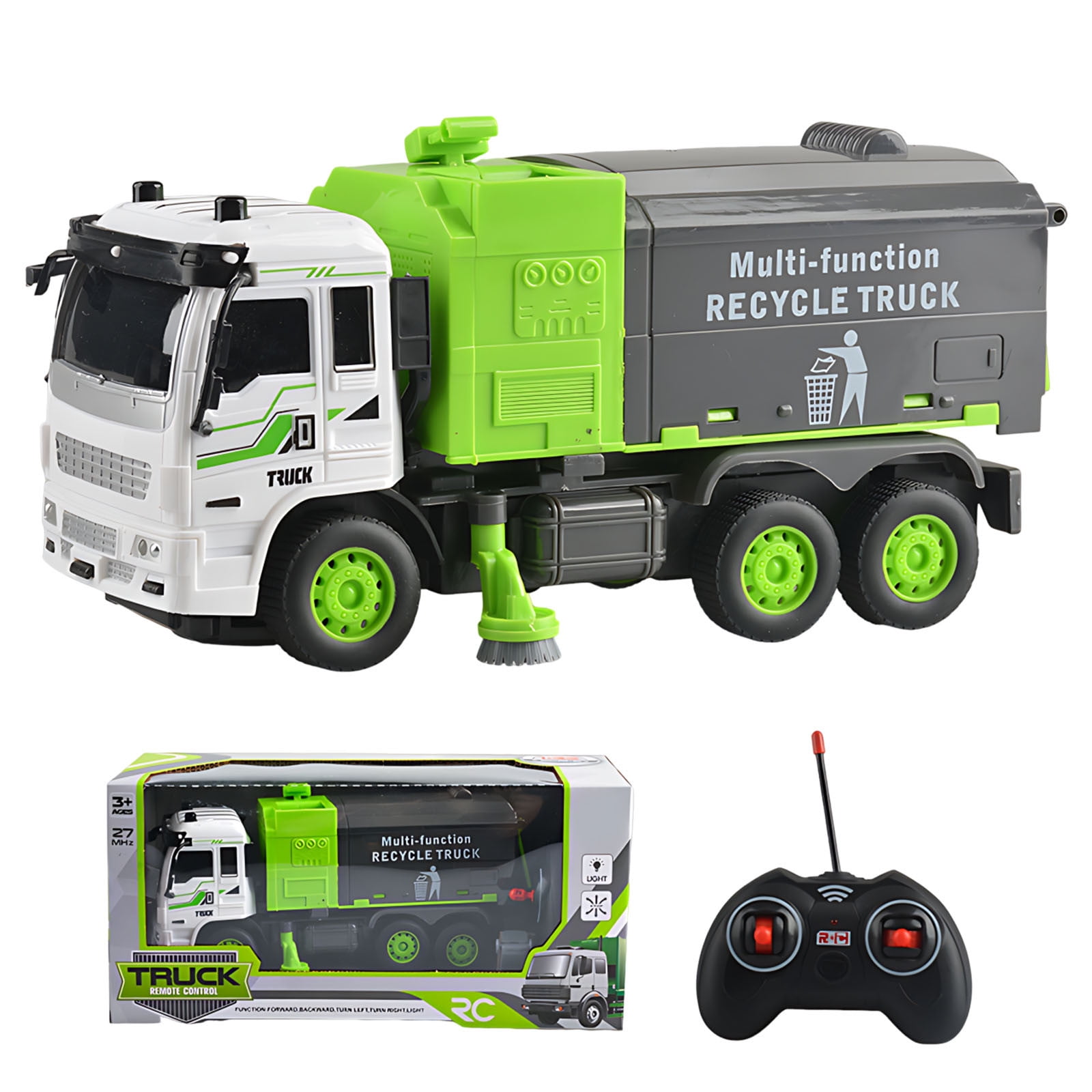 green Children Remote Control Sanitation Car Toy 1/32 Scale Simulation ...