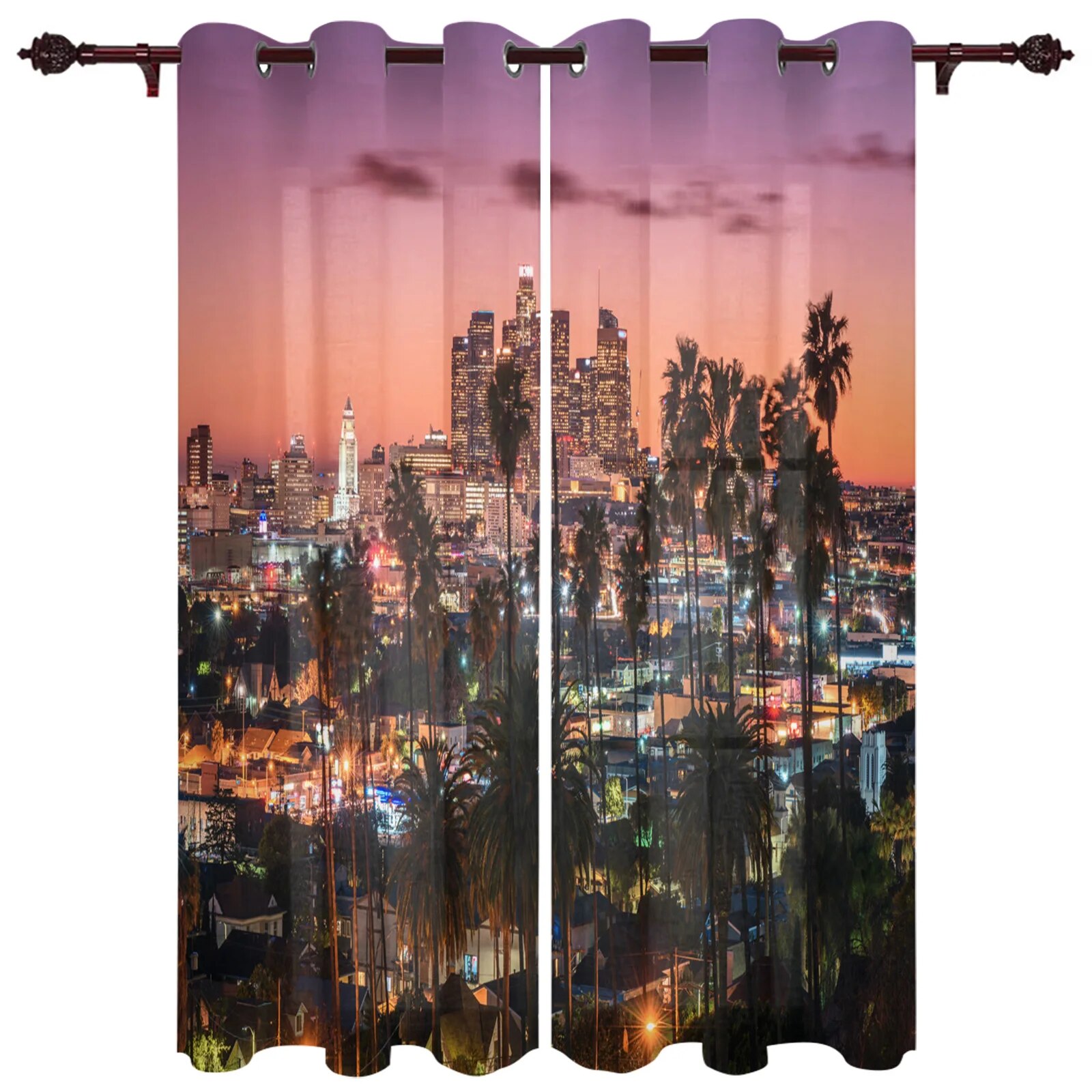 City Trees Lights Large Curtains For Living Dining Modern Simple ...