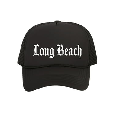 Long Beach Olde English Font Black Snapback Hat - Walmart.com