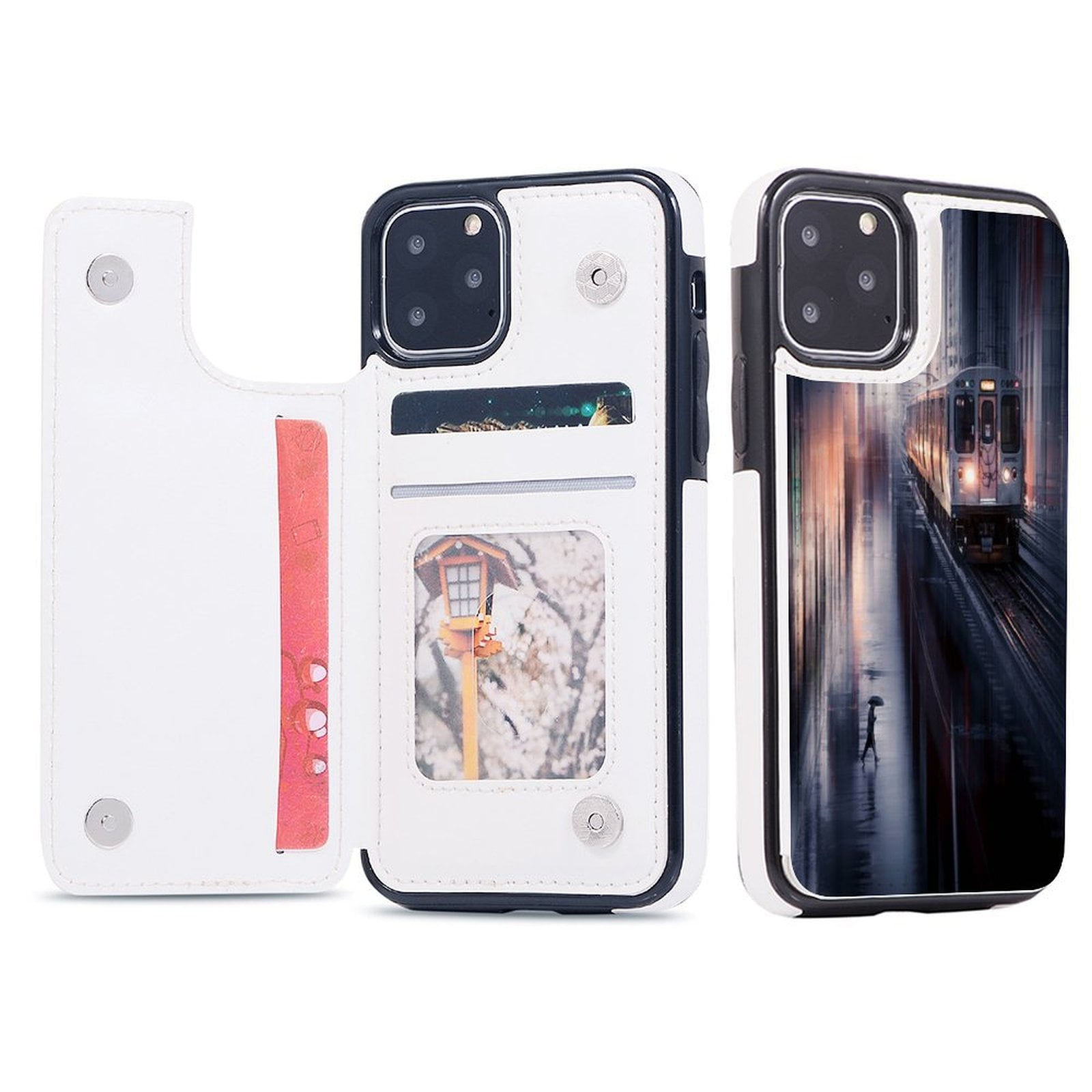 City in The Rain Leather Wallet Case for iPhone 16 15 14 13 12 11 Pro ...