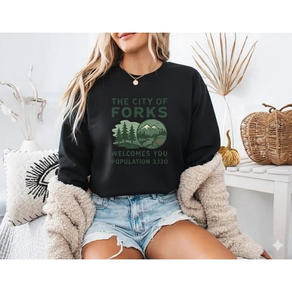 City of Forks Washington Sweatshirt, Pacific Northwest Forest Aesthetic ...
