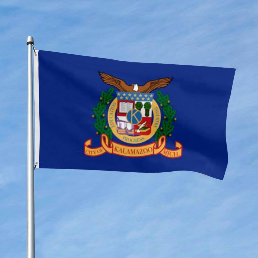 City of Kalamazoo Flag 3x5ft Vivid Color Double Stitched with 2 Brass ...
