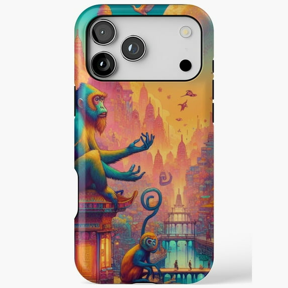 City of Monkeys Wildlife Illustration Artwork For iPhone 11-17 Pro Max ...