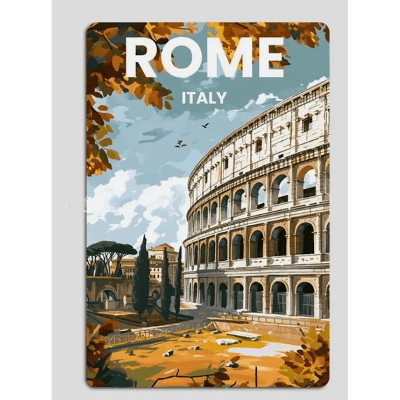 City of Rome in Italy Vintage Travel Scenery Tin Metal Signs Home Décor ...
