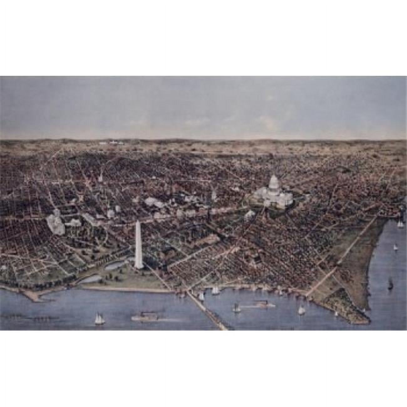 City of Washington Looking North- 1892 Currier & Ives Active 1857-1907 ...