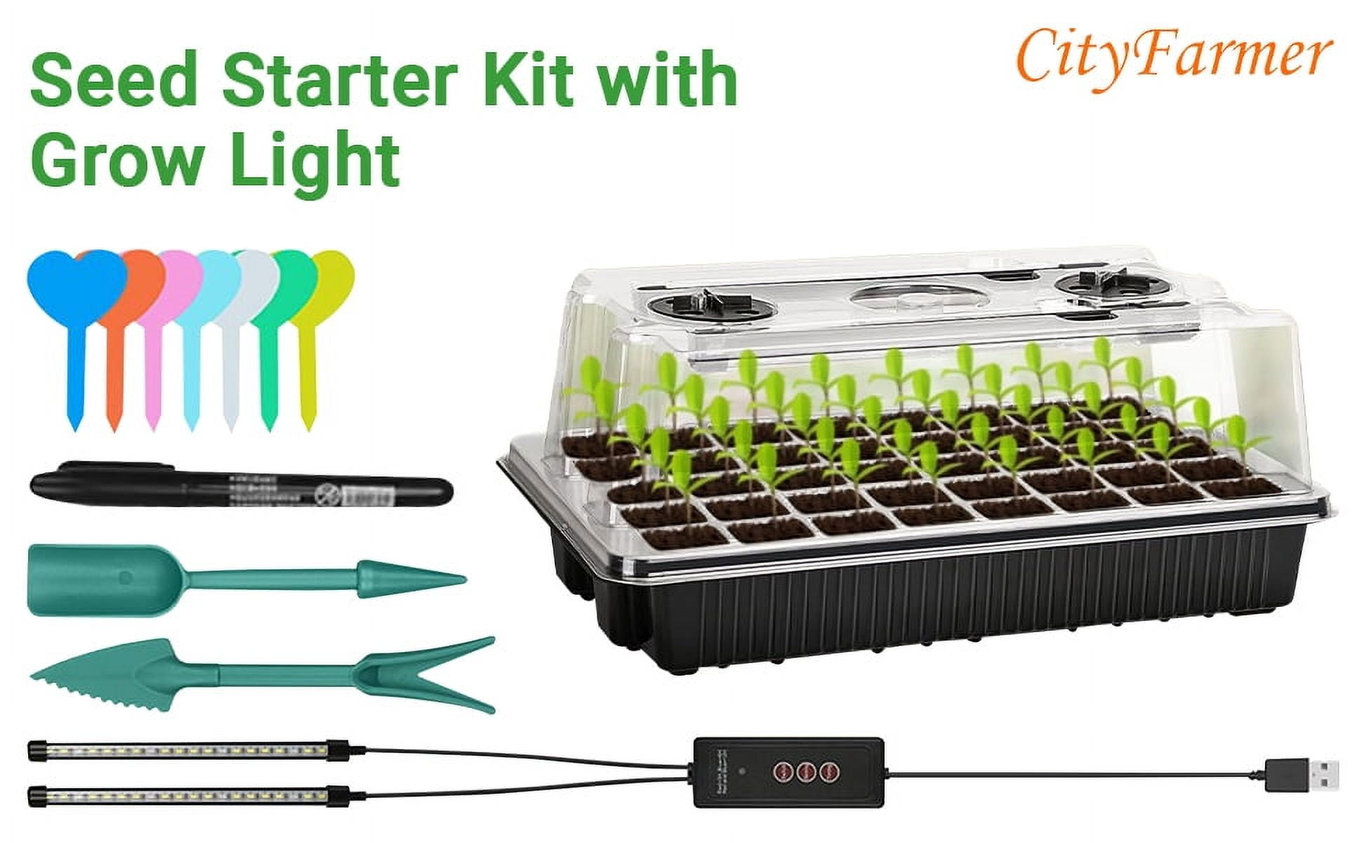 CityFarmer Seed Starter Kit with Grow Light,40 Cells Seed Starter Kit with Humidity Dome ...