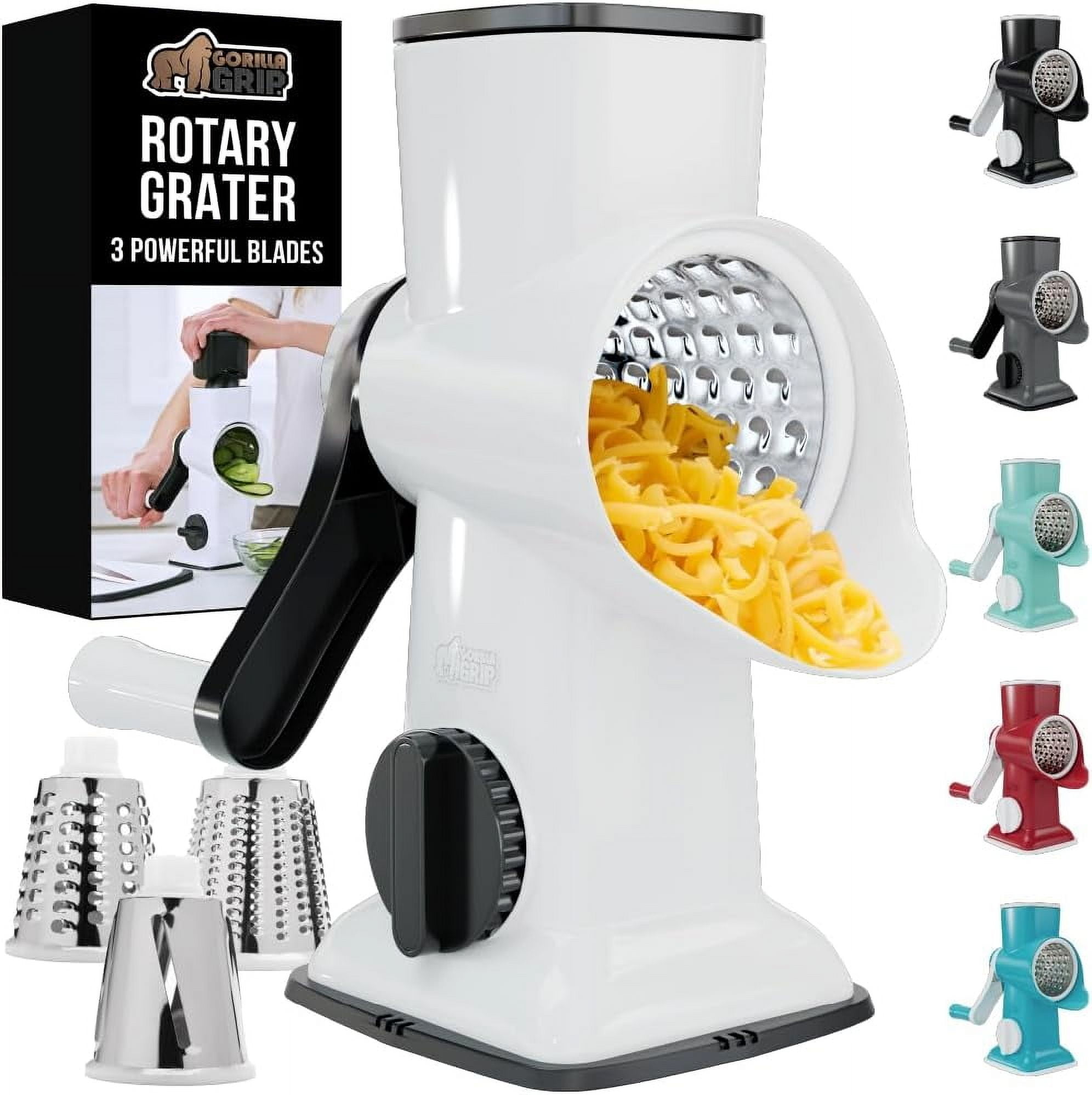 CityMart Slip-Resistant Rotary Cheese Grater with 3 Interchangeable ...