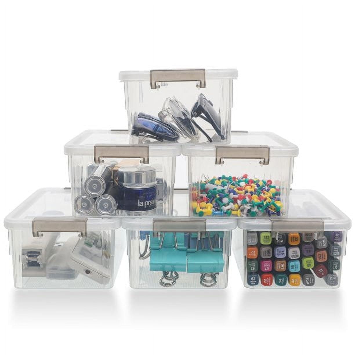 Kerhouze 1.3 Qt Small Storage Bins with Lids 6 Packs Clear Craft ...