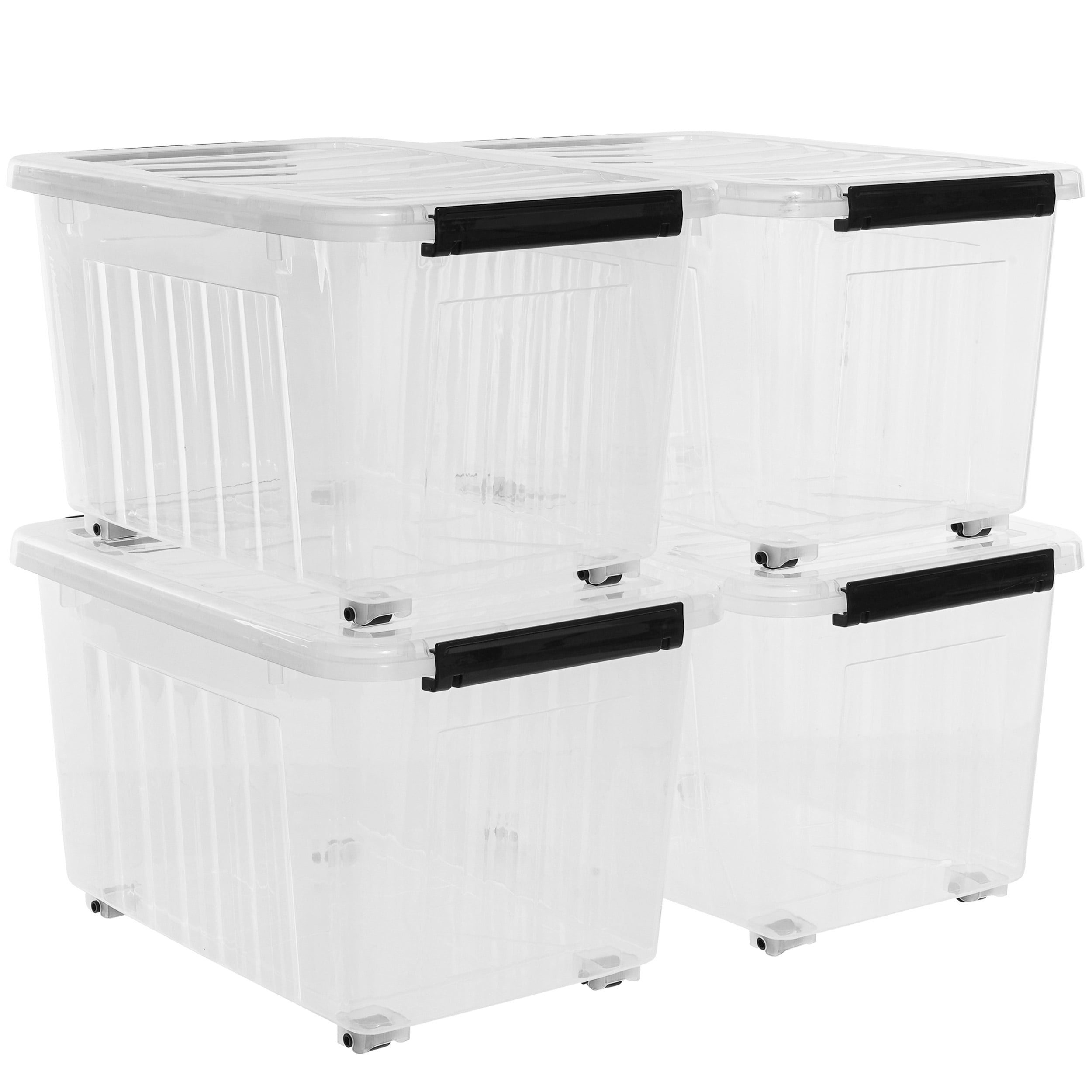 Citylife 54 Qt Clear Storage Bins with Lids Plastic Stackable 4 Pack ...