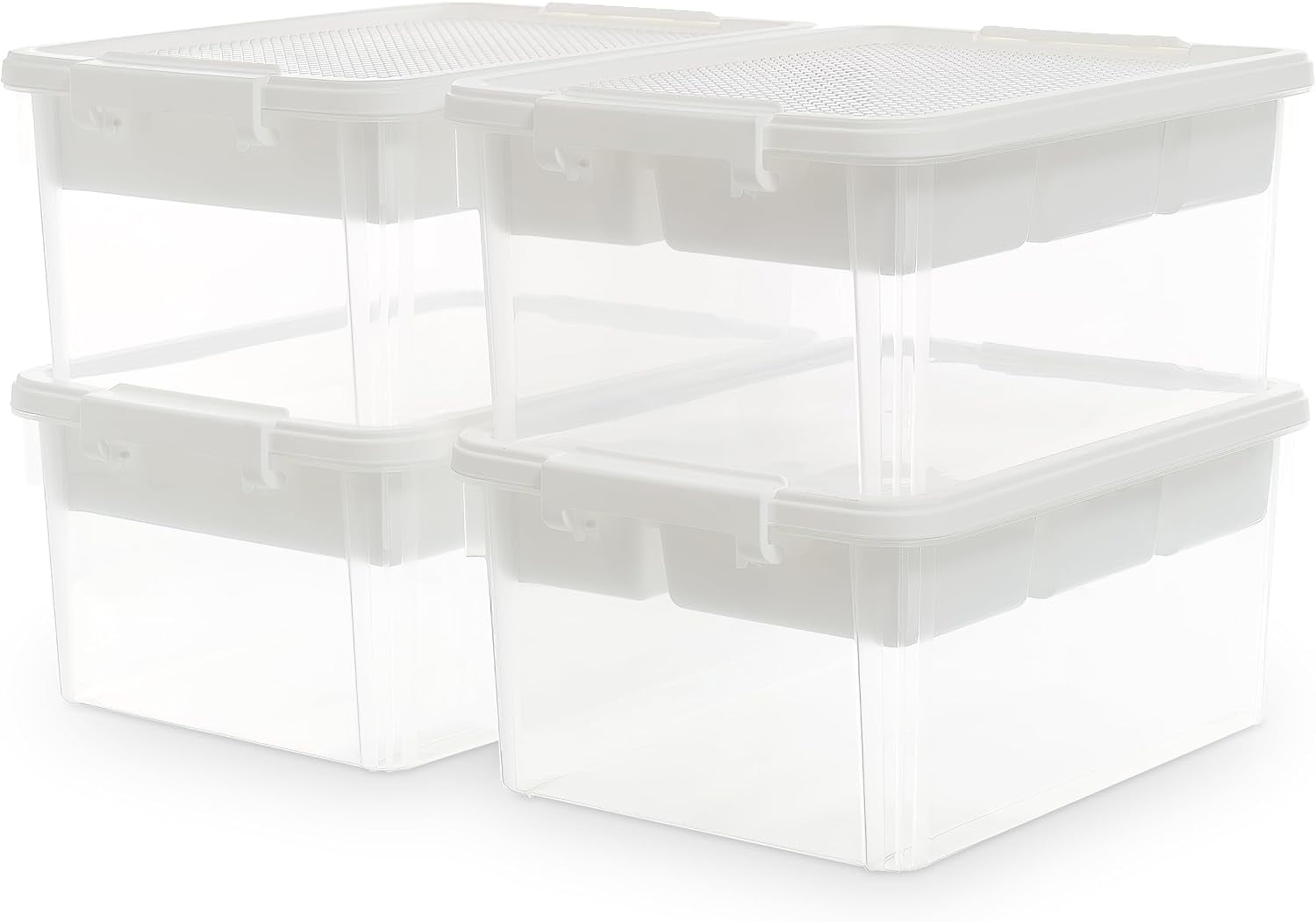 Citylife 17 QT 4 Packs Clear Storage Bin with Lid and Removable Tray ...