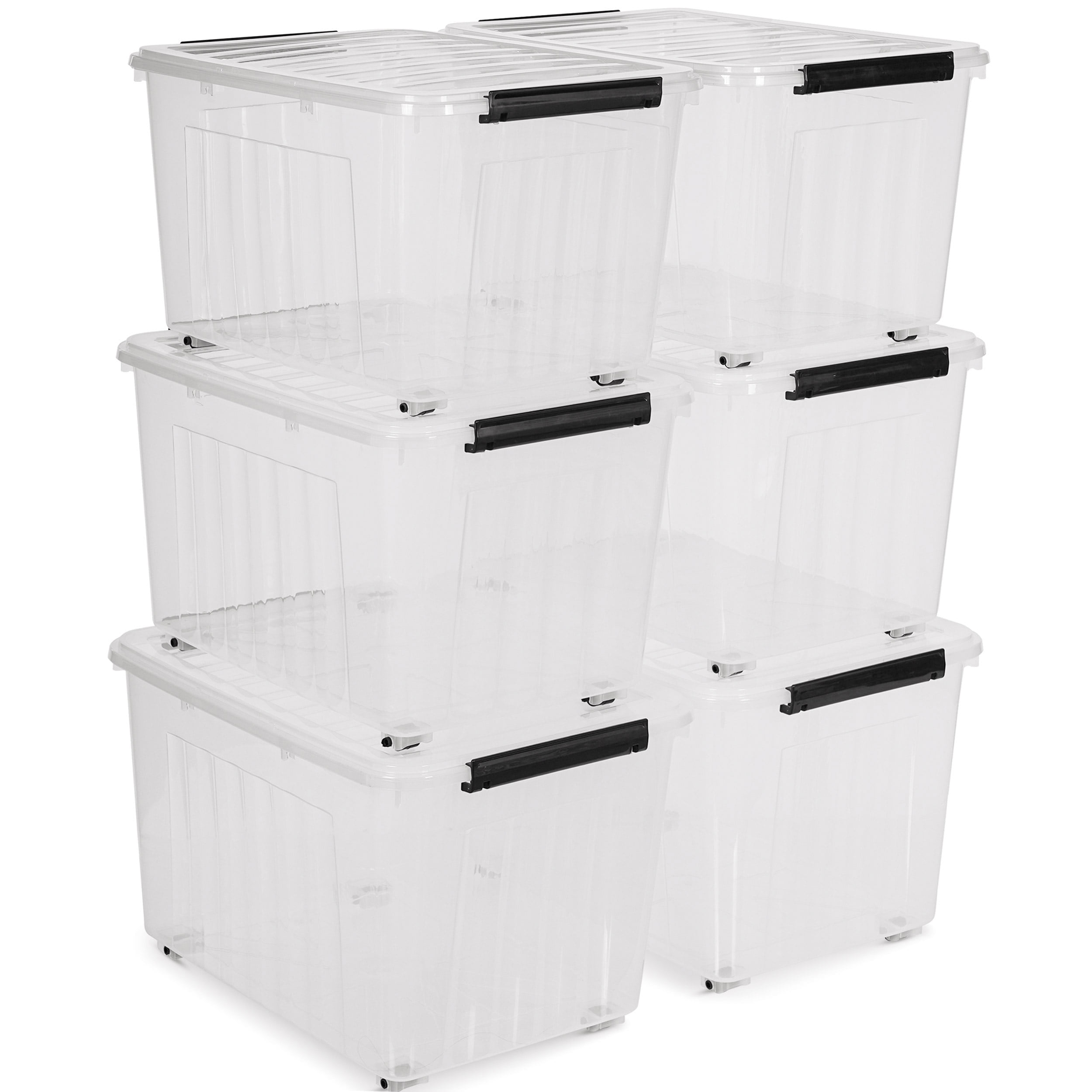 Citylife 82 Qt Clear Storage Bins with Lids Plastic Stackable 6 Pack ...