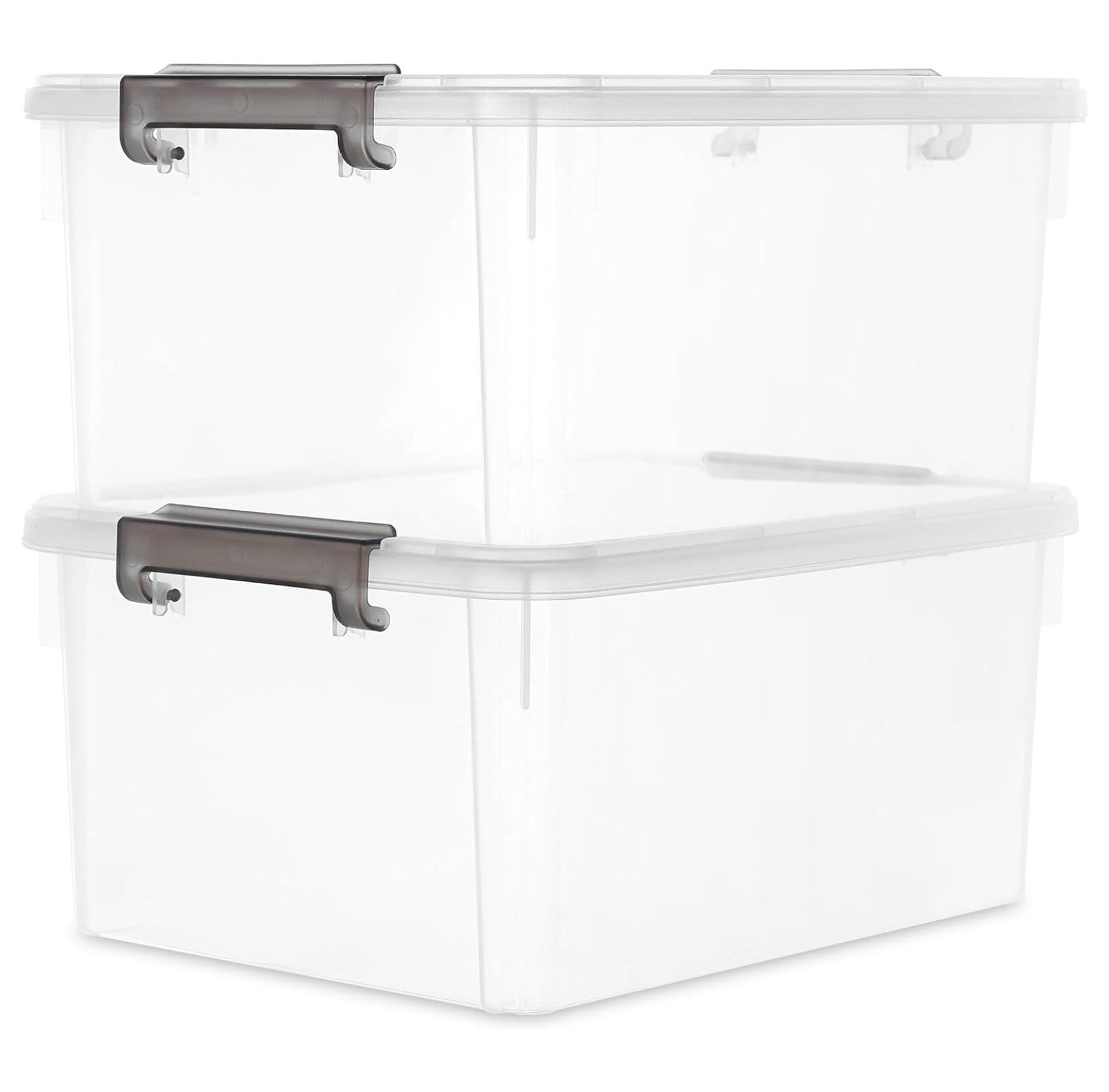 Citylife 17 QT Plastic Storage Bins with Latching Lids Stackable ...