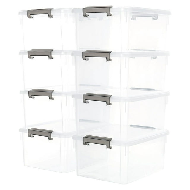 Citylife 17 QT Plastic Storage Bins with Latching Lids Stackable ...