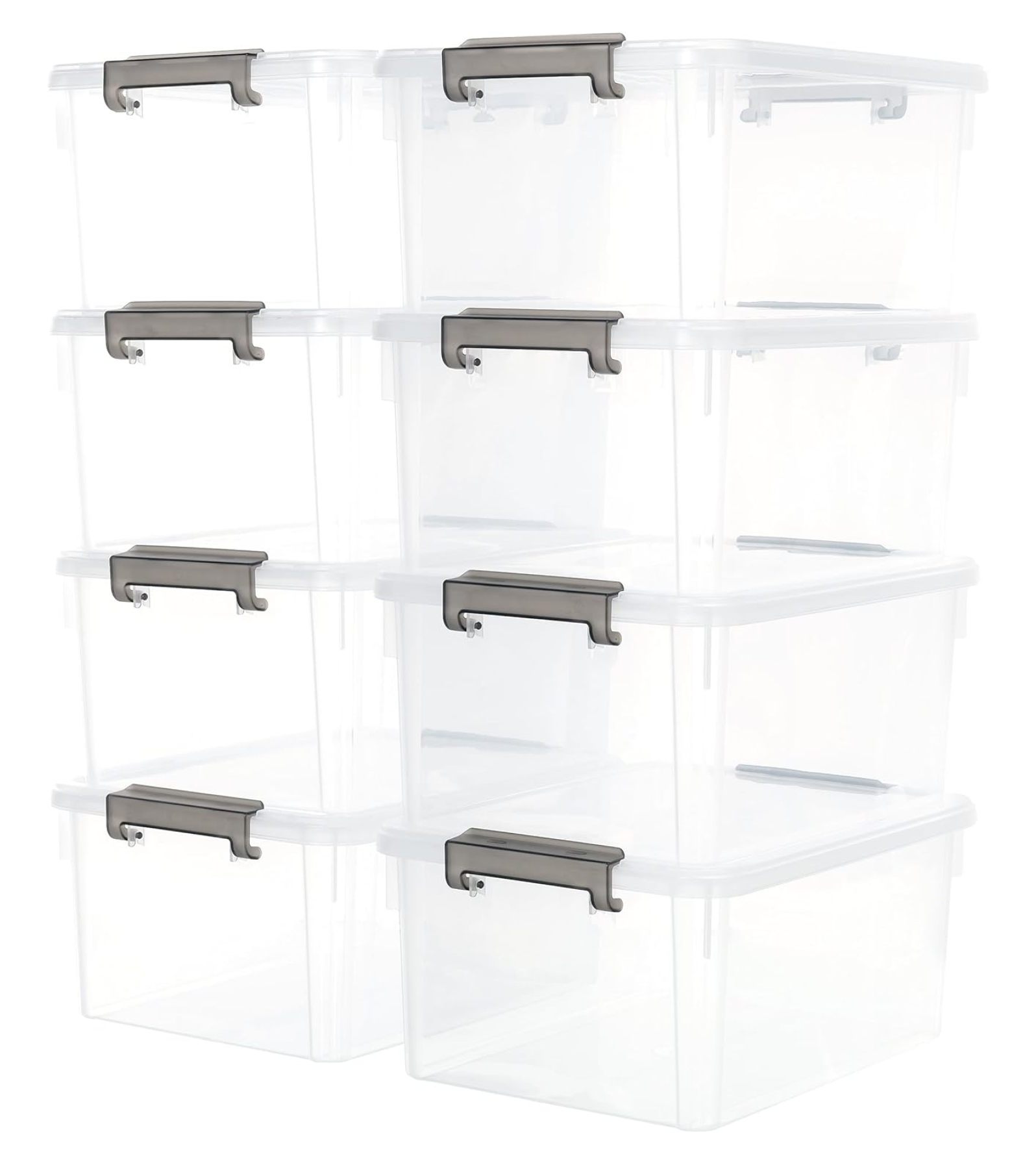 Citylife 17 QT Plastic Storage Bins with Latching Lids Stackable ...
