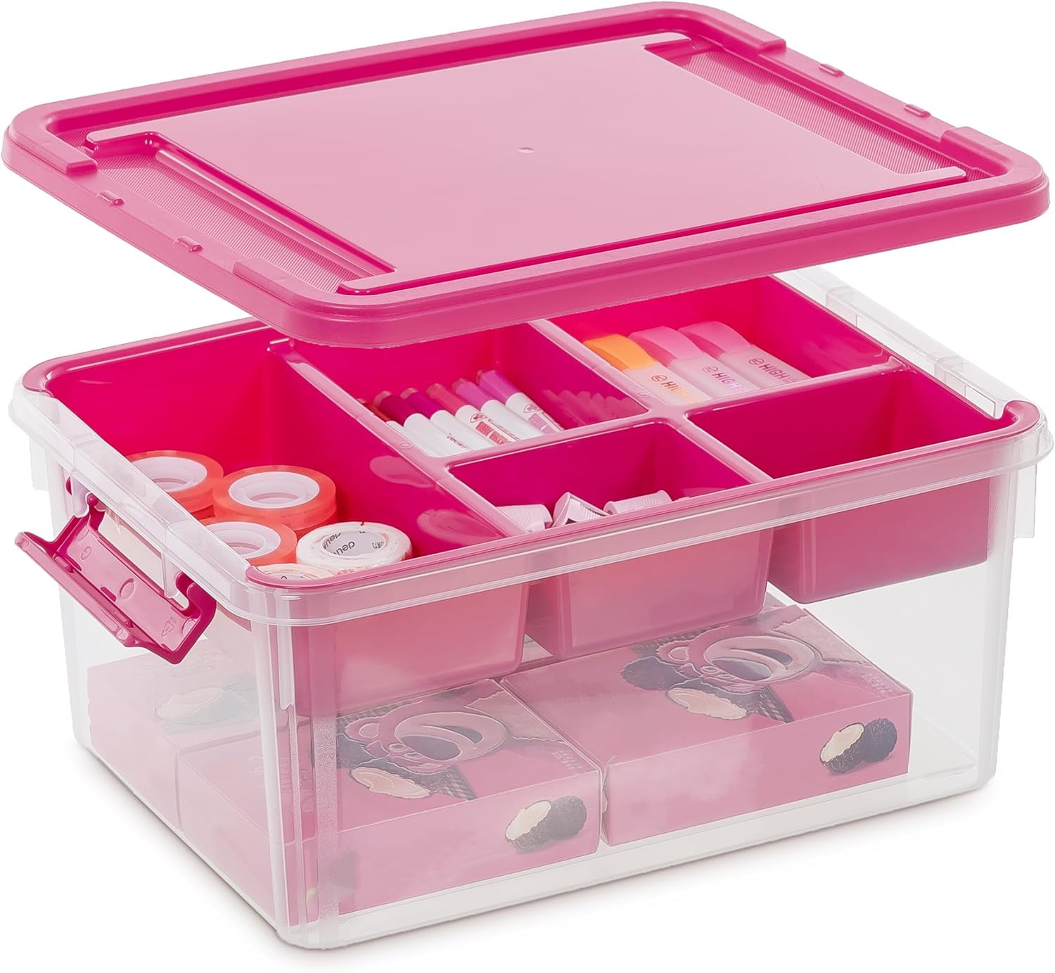 Citylife 32 Qt Plastic Storage Box With Removable Tray Craft Organizers