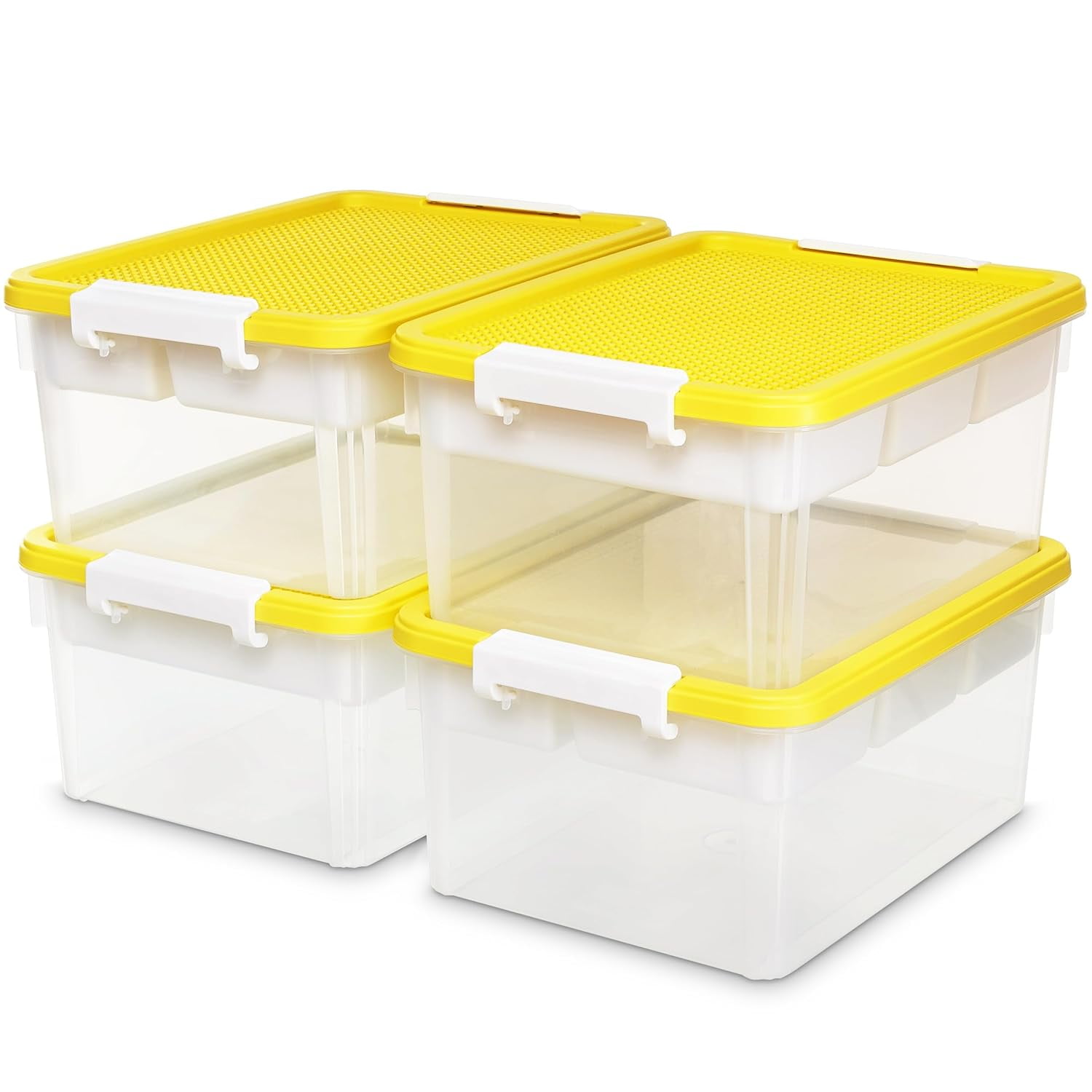 Citylife 17 QT Toys Storage Organizer Bins with Building Baseplate Lid and Removable Tray Large ...