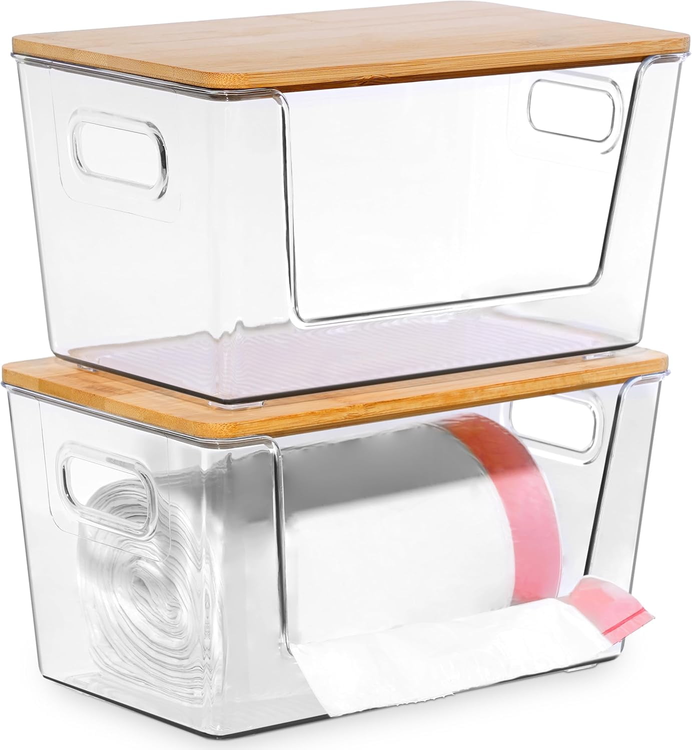 Citylife 2-Pack Extra Large Trash Bag Holder with Bamboo Top and ...