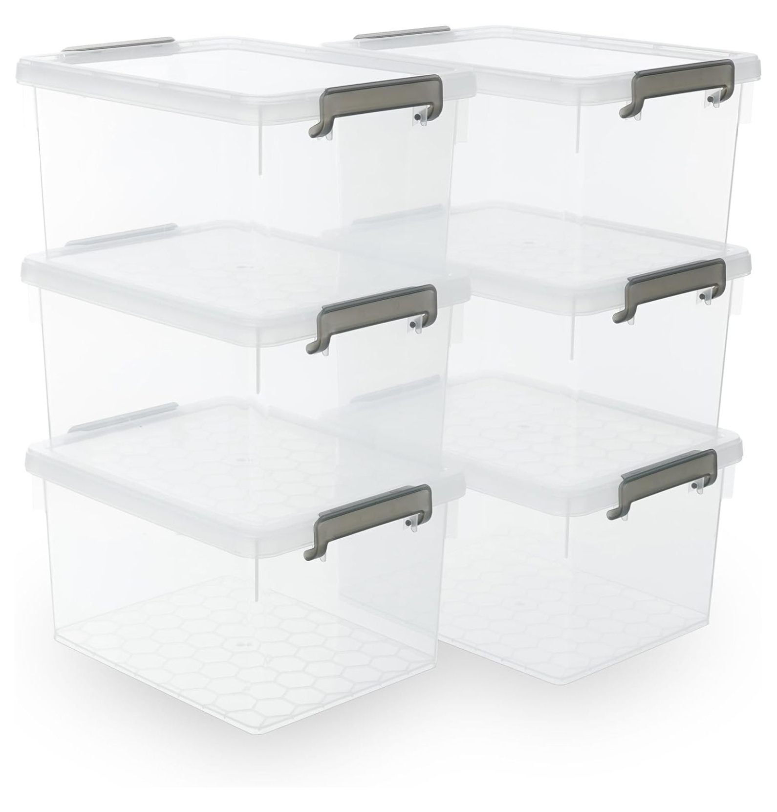 Citylife 22.2 QT 6 Packs Plastic Storage Bins with Lids and Secure ...