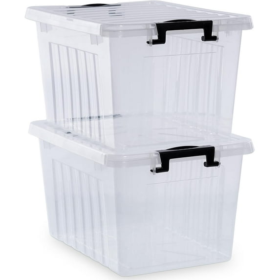 Citylife 22 QT Clear Plastic Storage Bins with Lids Stackable and ...