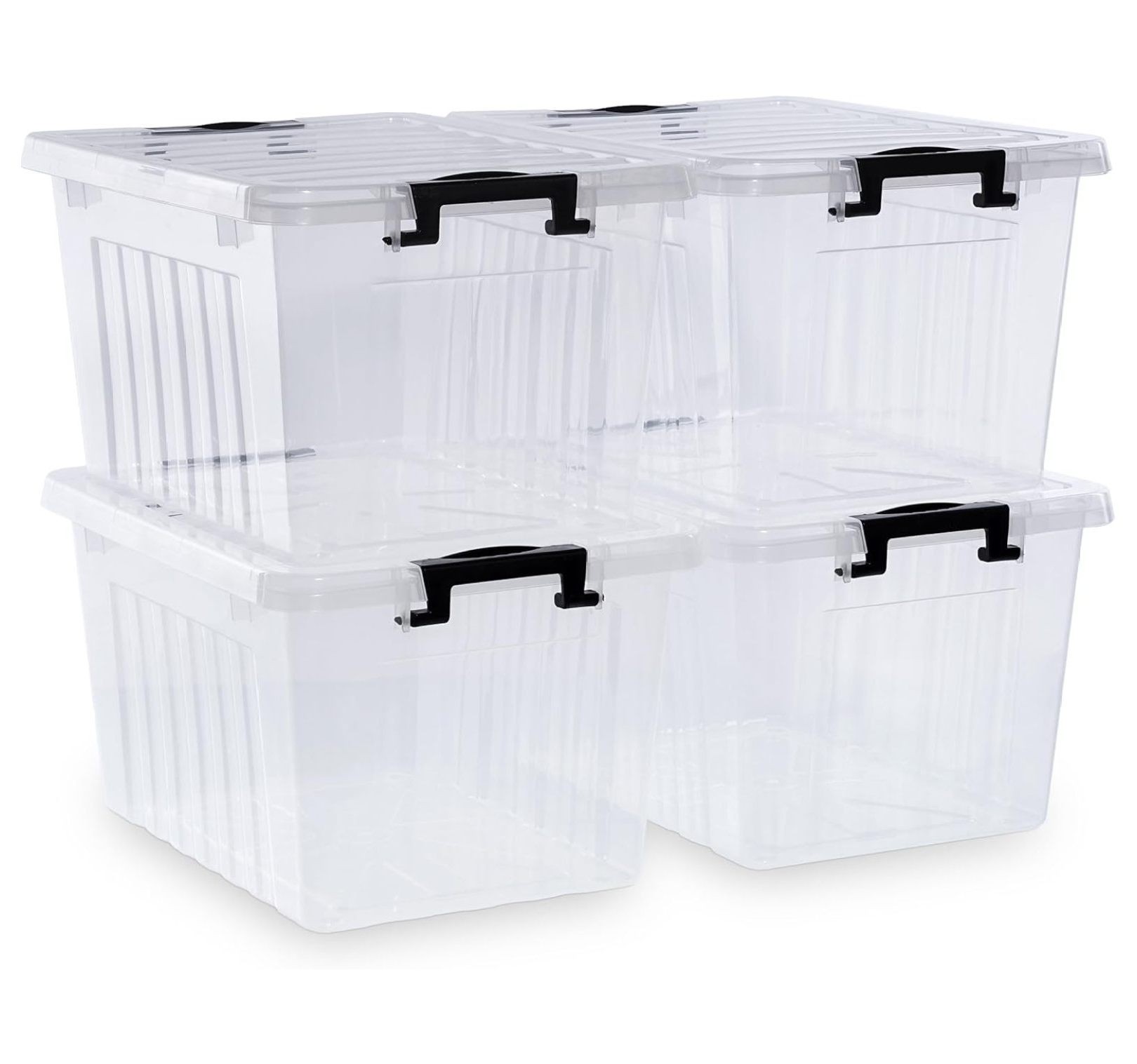 Citylife 22 QT Clear Plastic Storage Bins with Lids Stackable and ...