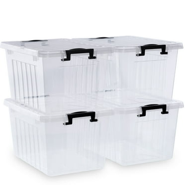 Citylife 32 Qt. Stackable Clear Storage Box with Lids and Latches, 6 ...
