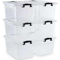 Citylife 32 Qt. Stackable Clear Storage Box with Lids and Latches, 6 ...