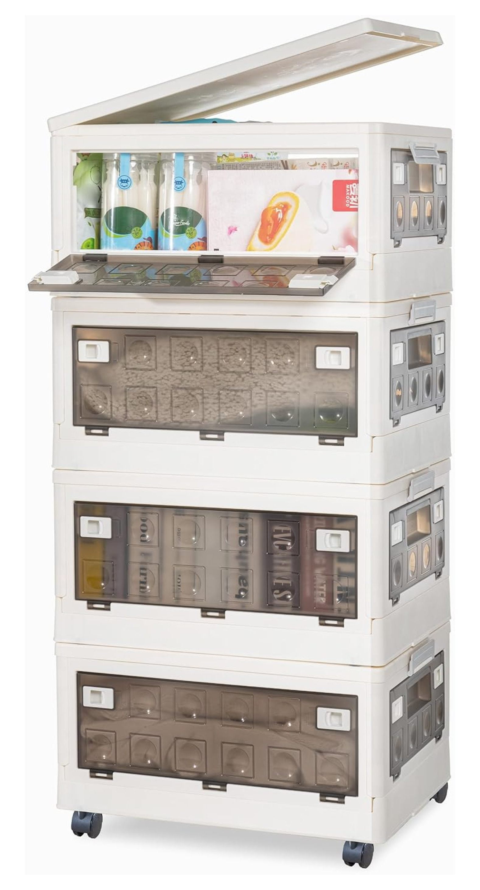 Citylife 32 QT 4 Packs Plastic Storage Bins with Lids Collapsible ...