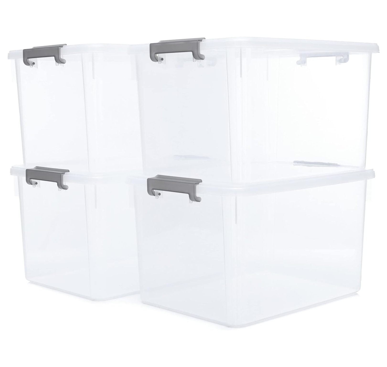 Citylife 32 QT Plastic Storage Bins with Latching Lids Stackable ...