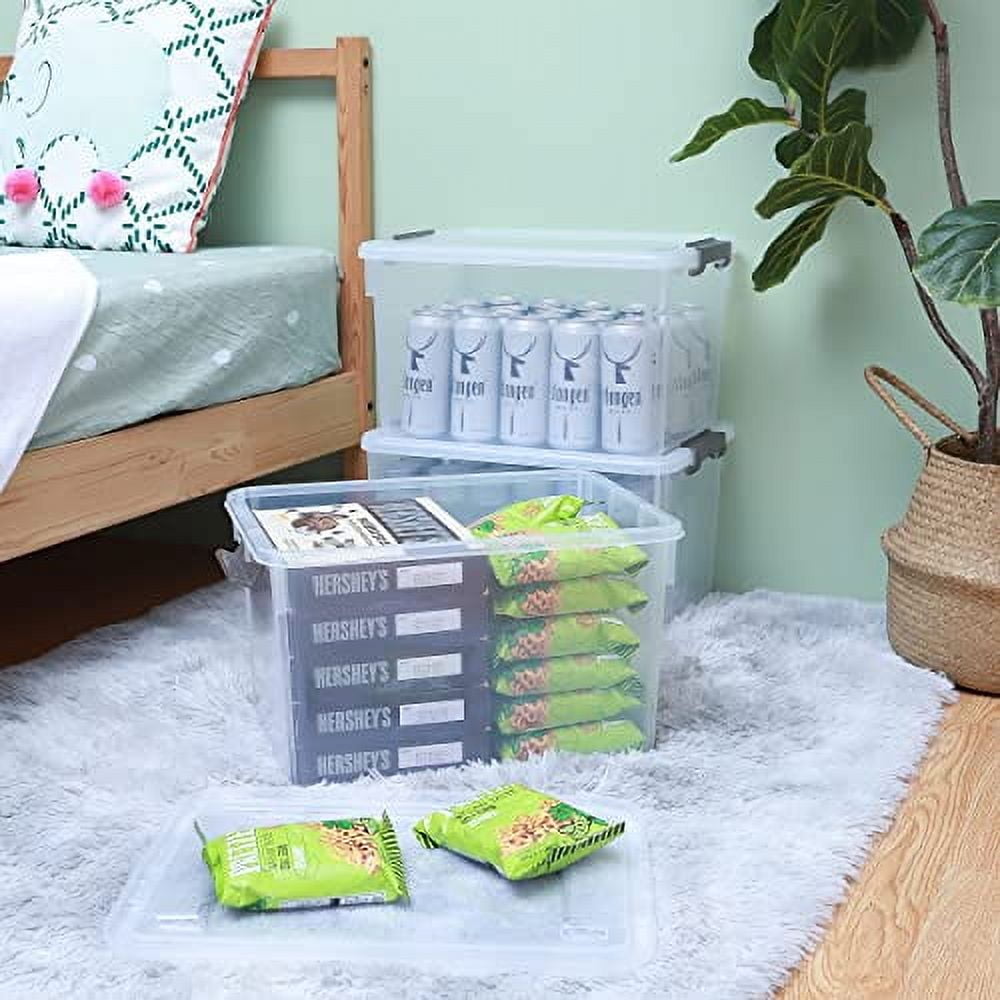 Citylife 32 QT Plastic Storage Bins with Latching Lids Stackable ...