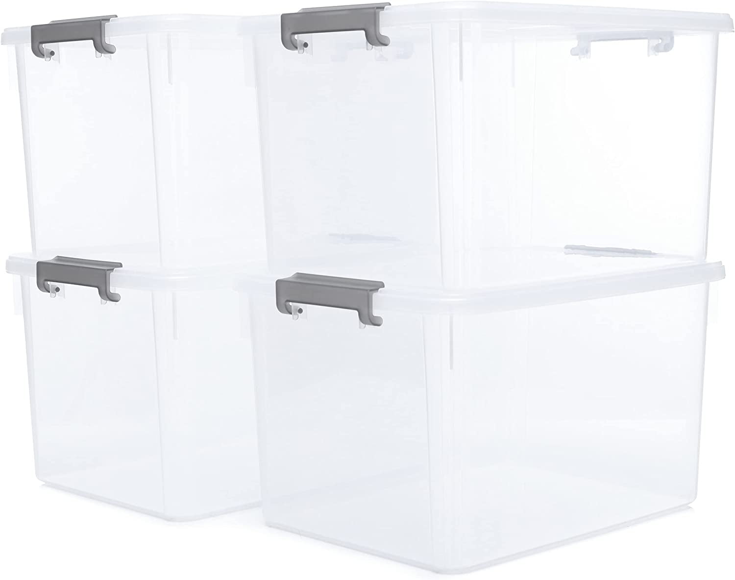 Citylife Large 32 Quart Sealed Storage Boxes Clear Plastic Stackable