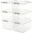 Citylife 32 Qt. Stackable Clear Storage Box with Lids and Latches, 6 ...