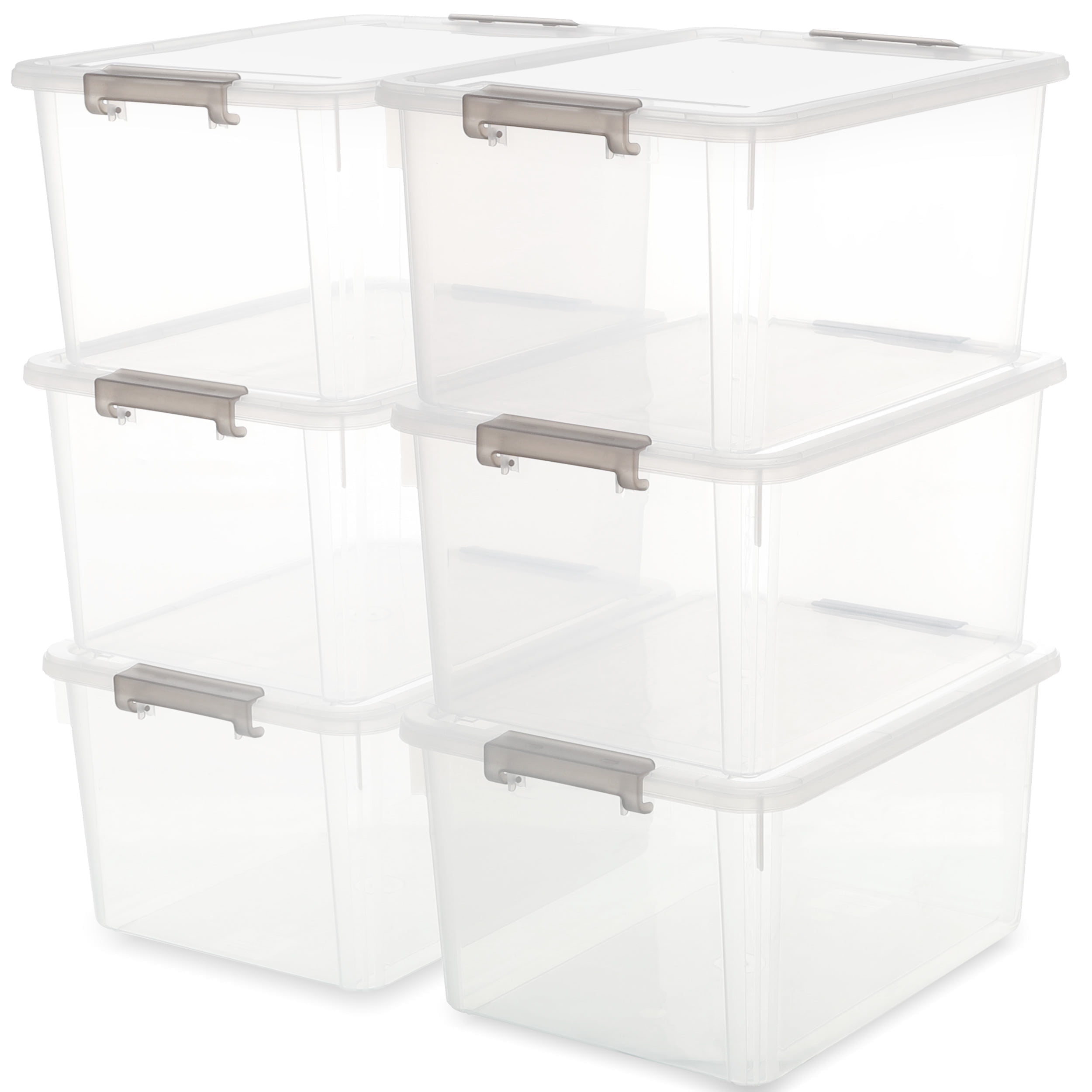 Kerhouze 32 Qt. Clear Plastic Storage Bins with Lids, Stackable, 6 Pack ...