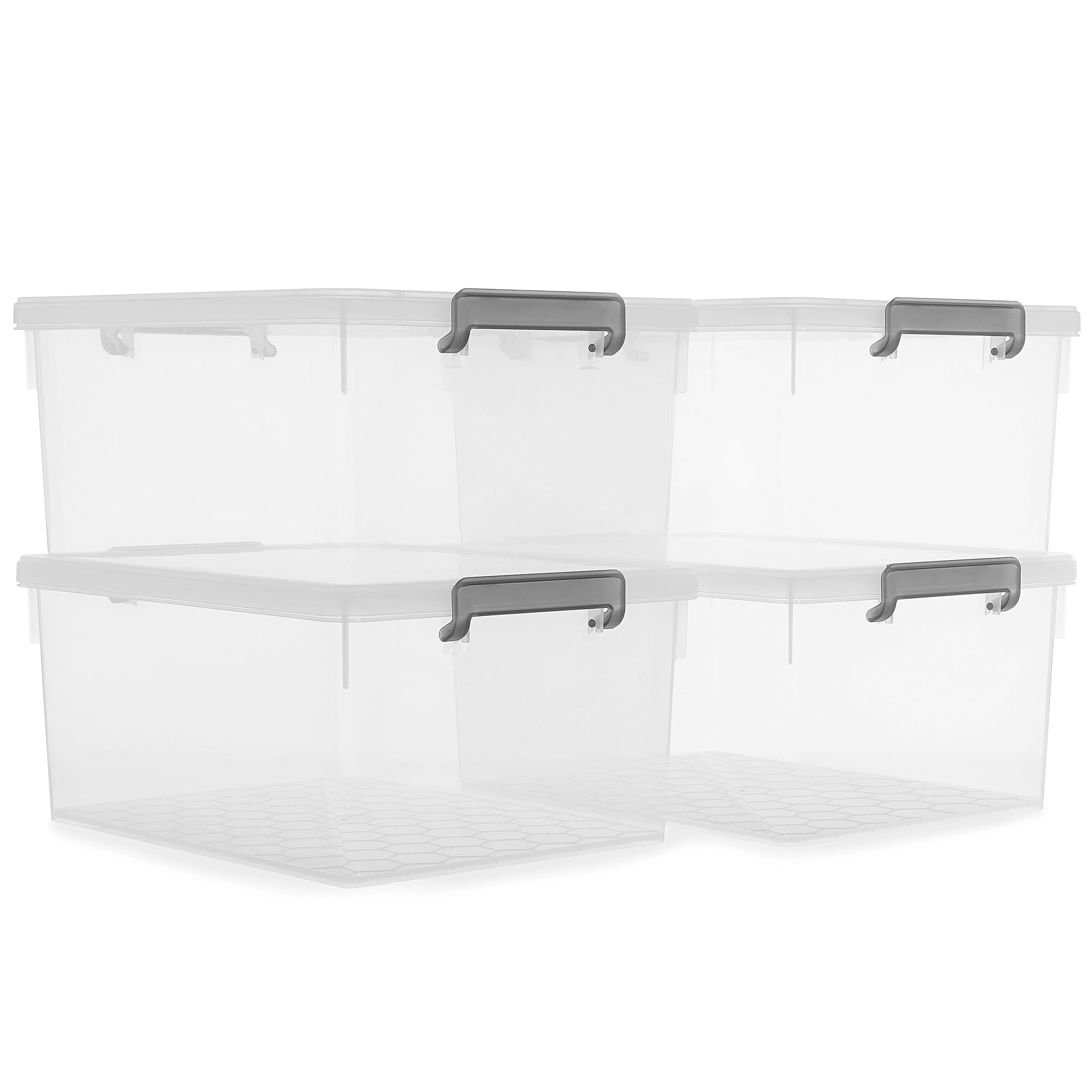 Citylife 33 Qt Clear Plastic Storage Bins With Lids 4 Pack Latch Box
