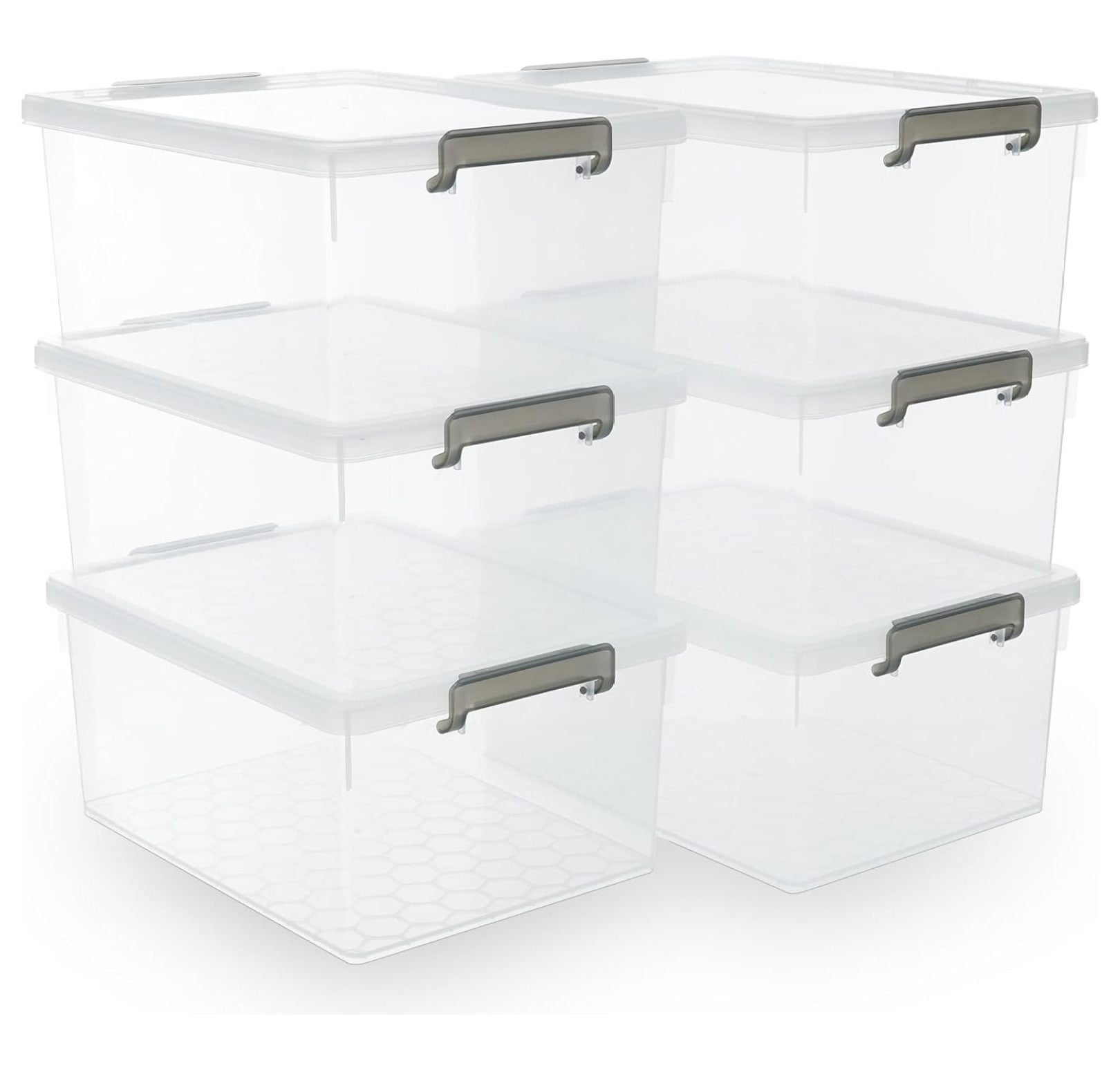 Citylife 33 QT 6 Packs Plastic Storage Bins with Lids and Secure ...