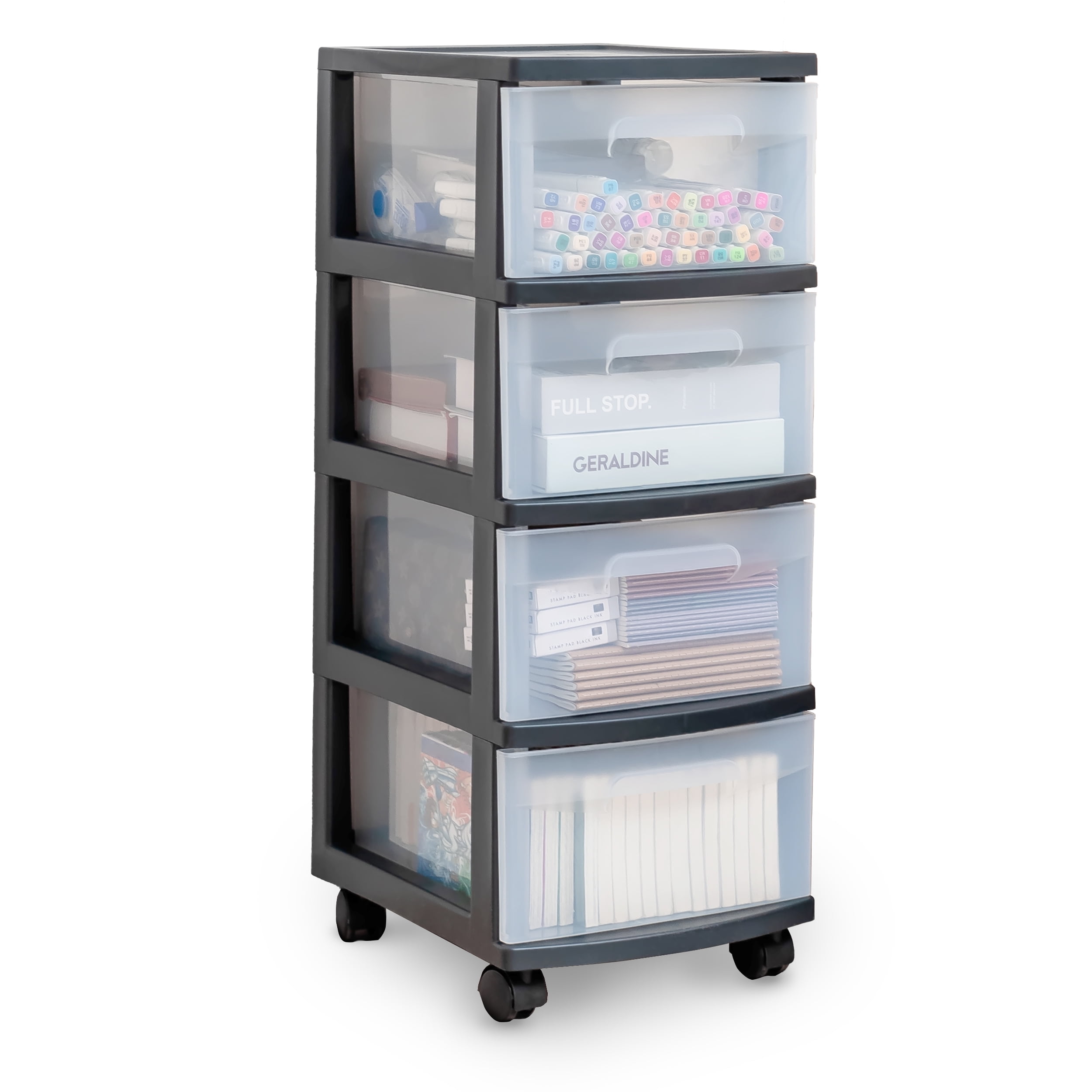 Mainstays 3 Drawer Wide Diamond Arctic White Plastic Storage Cart ...