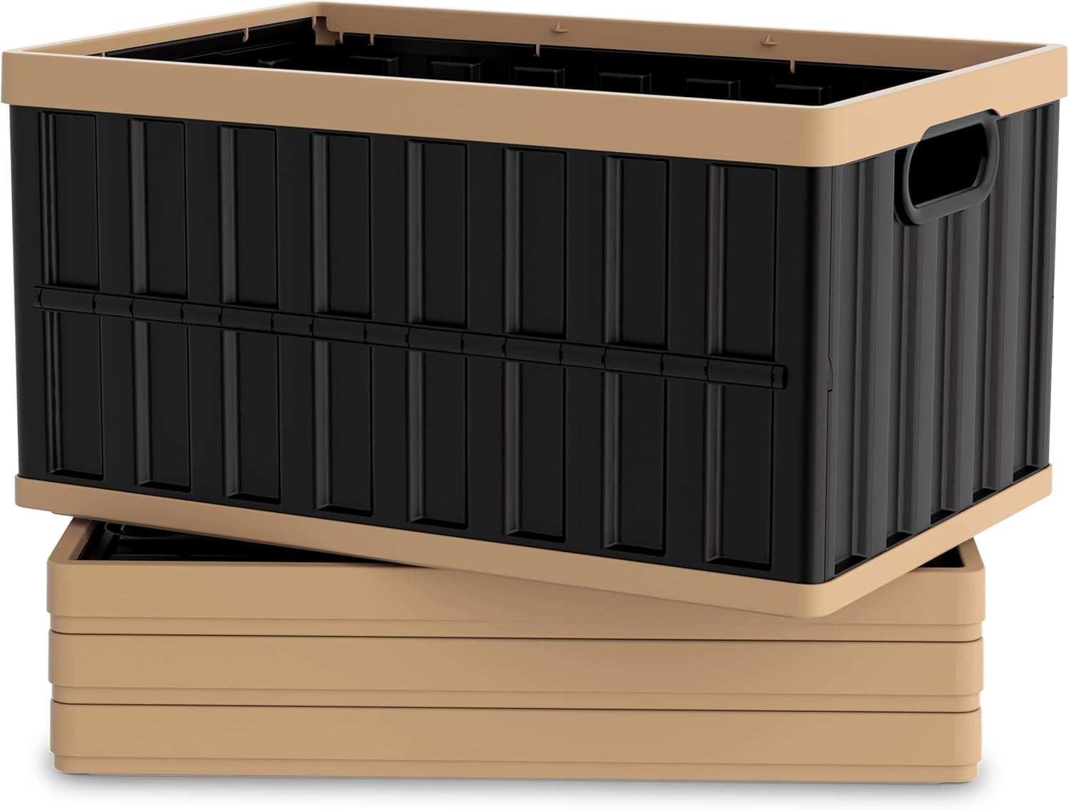 Citylife 4-Pack Collapsible Storage Bins, 64L Stackable Plastic Storage ...