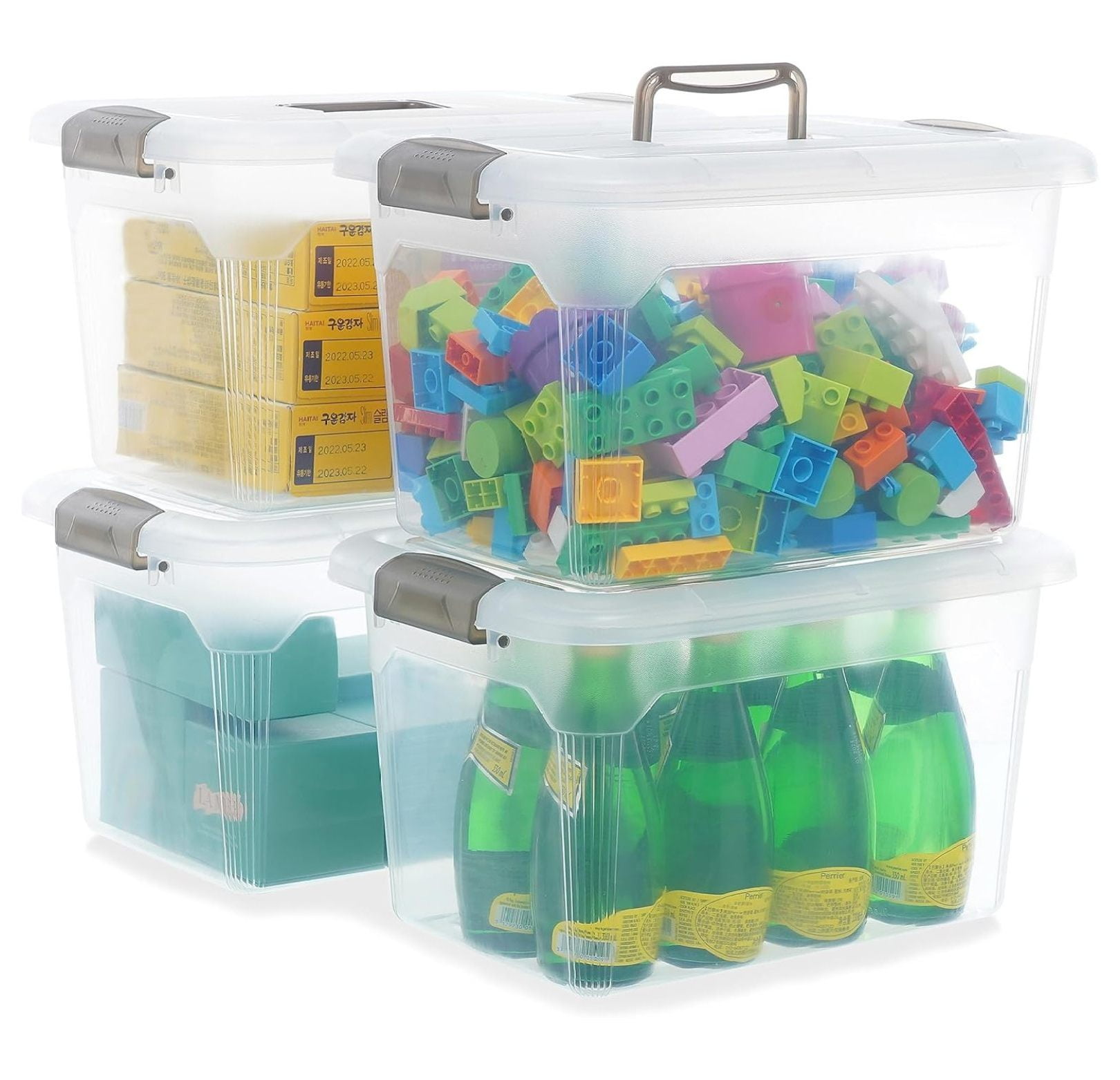 Citylife 4 Packs 13.7 QT Storage Bins with Lids Clear Plastic Bins with ...