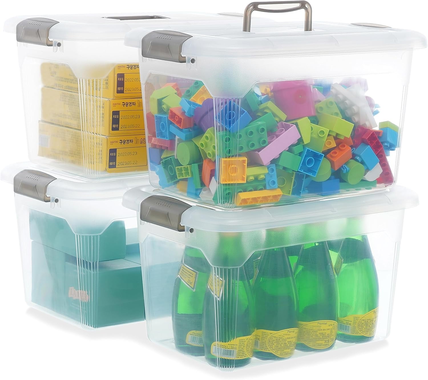 Citylife 4 Packs 13.7 QT Storage Bins with Lids Clear Plastic Bins with ...