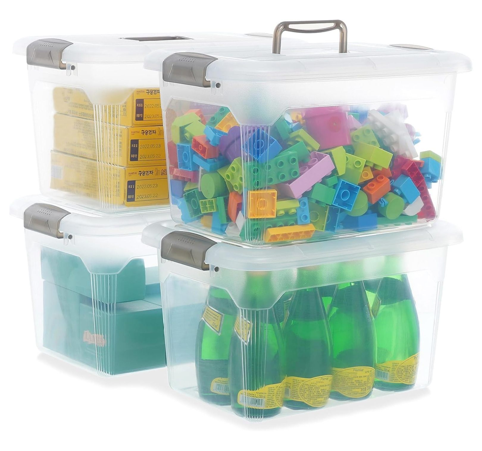 Citylife 4 Packs 13.7 QT Storage Bins with Lids Clear Plastic Bins with ...