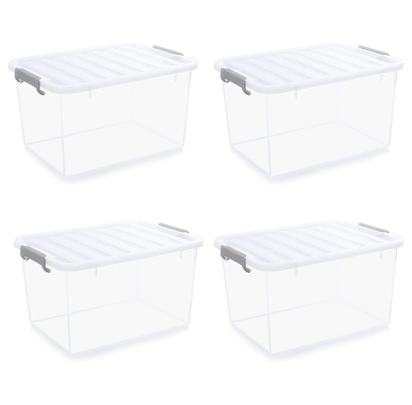 Citylife 44.4 QT Plastic Storage Bins with Latching Lids Stackable ... Citylife 44.4 QT Plastic Storage Bins with Latching Lids Stackable ...