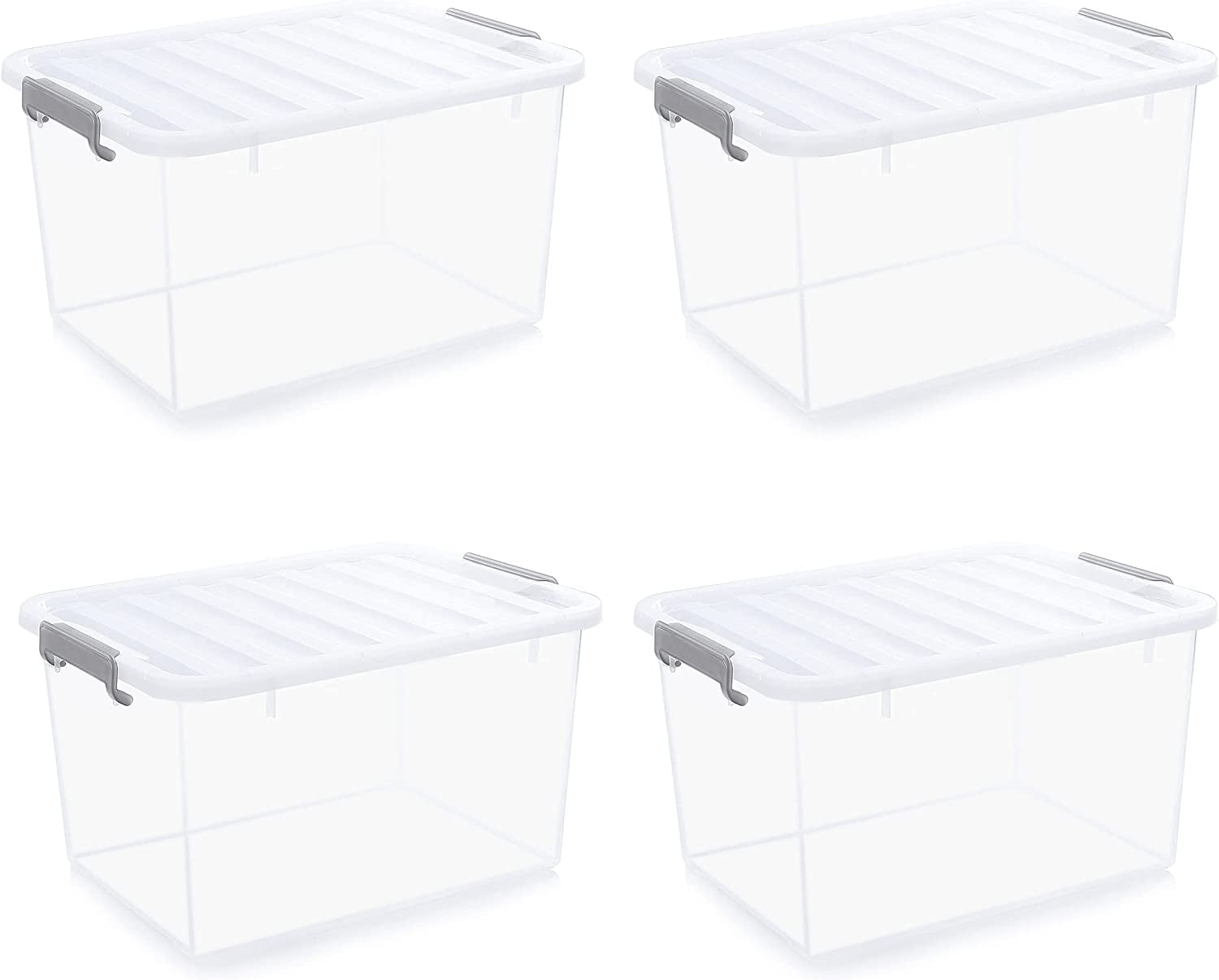 Citylife 44.4 QT Plastic Storage Bins with Latching Lids Stackable ...
