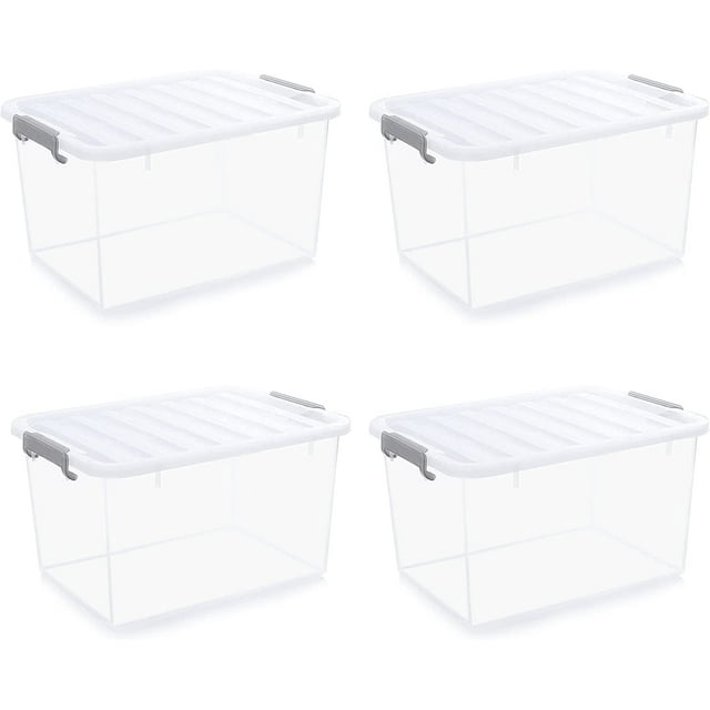 Citylife Large Containers Set - Clear Storage Bins with Lids, Stackable ...