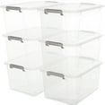 Citylife 44 Qt. Clear See-thru XLarge Big Plastic Storage Bins, Long ...