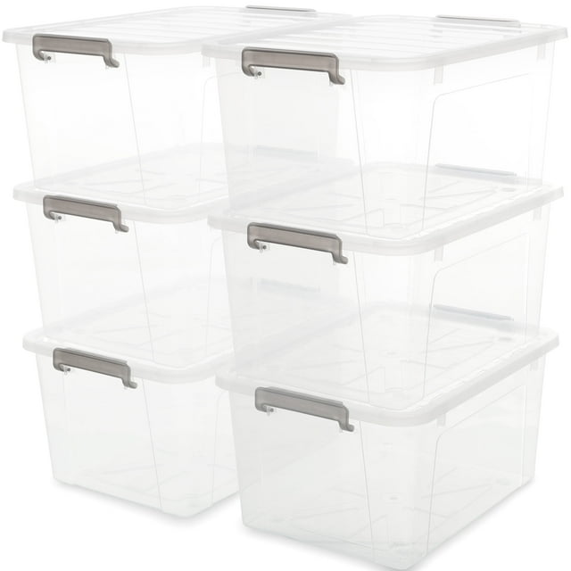 Citylife 44 Qt. Clear See-thru XLarge Big Plastic Storage Bins, Long ...